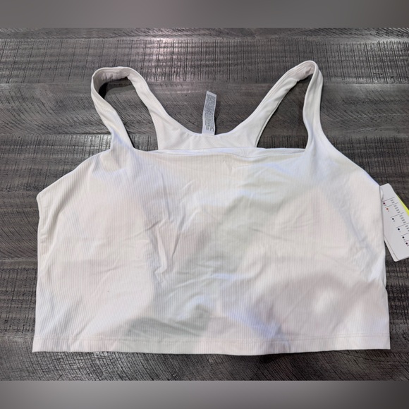 all in motion | Tops | White Ribbed Cropped Tank With Builtin Bra ...
